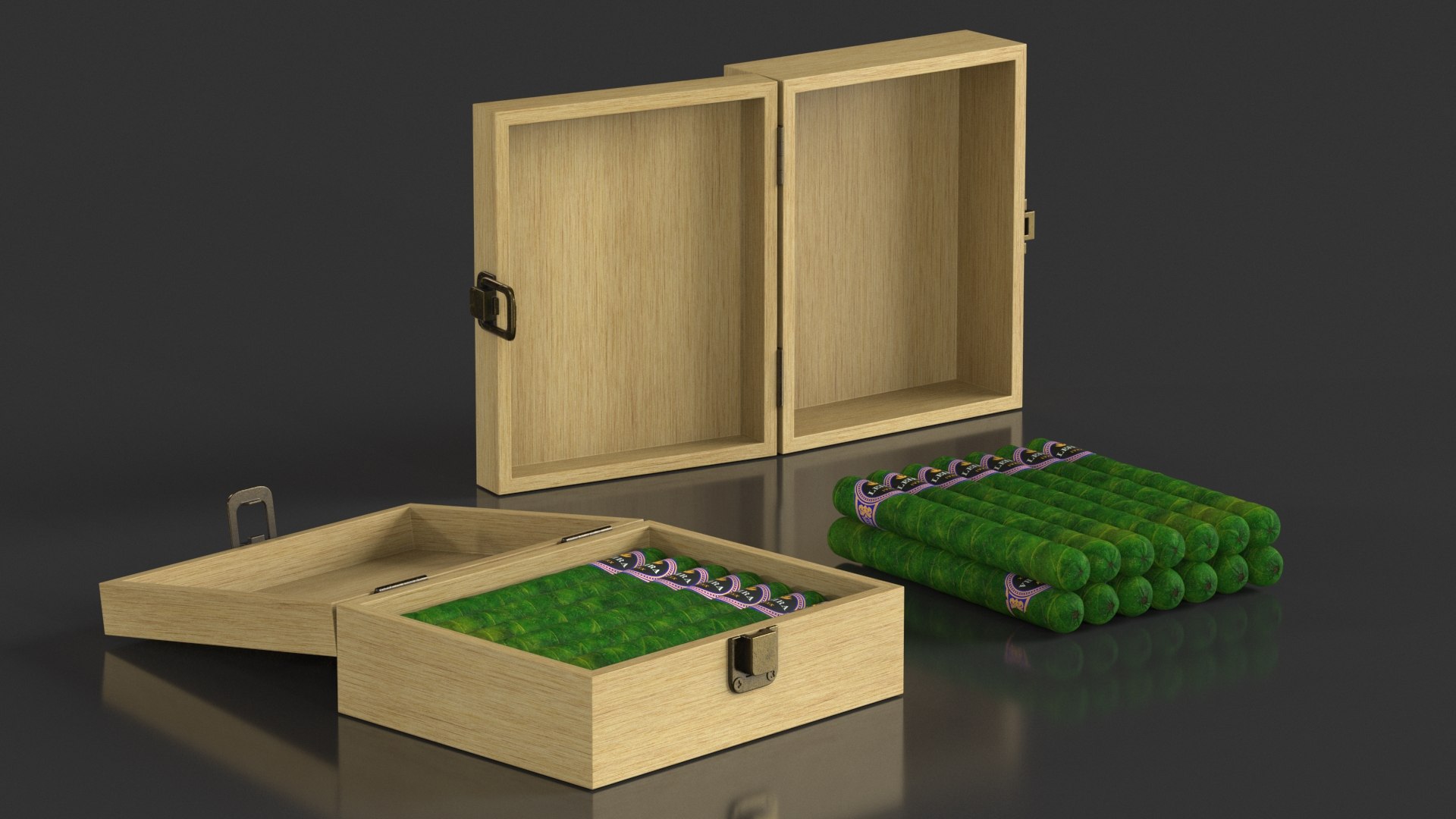 Box Of Leira Long Cannabis Cigars Open 3D Model - TurboSquid 2314047