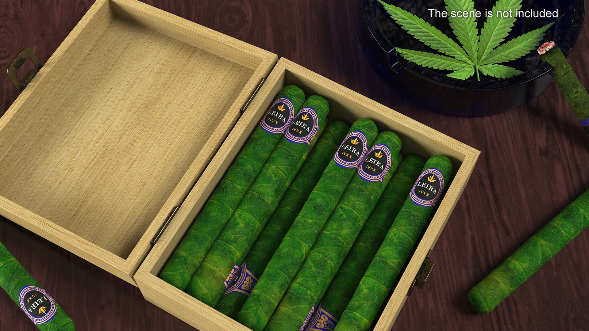 Box Of Leira Long Cannabis Cigars Open 3D Model - TurboSquid 2314047