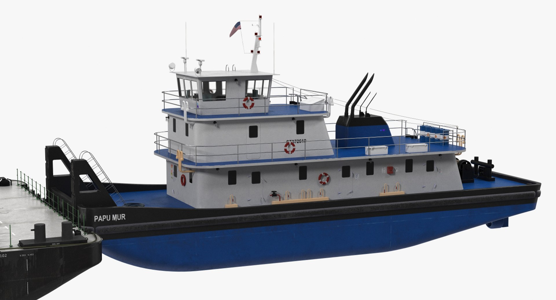 Push boat ship pontoon 3D model - TurboSquid 1311281