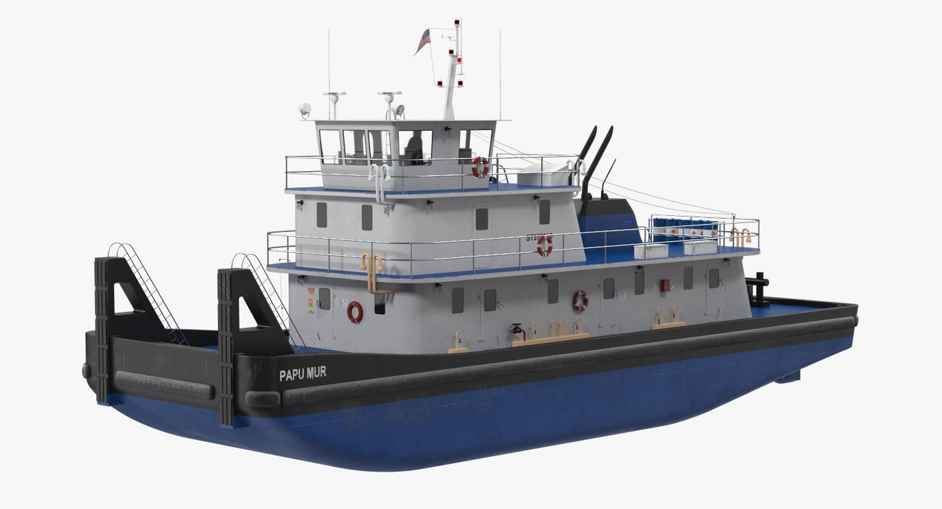 Push boat ship pontoon 3D model - TurboSquid 1311281