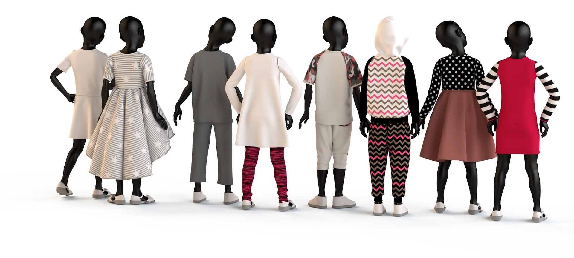 3d fashion clothing children set model