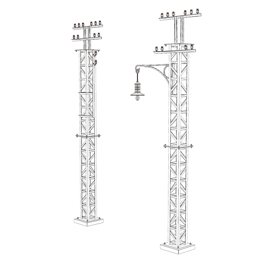 Metal telegraph poles 3D model - TurboSquid 1182518