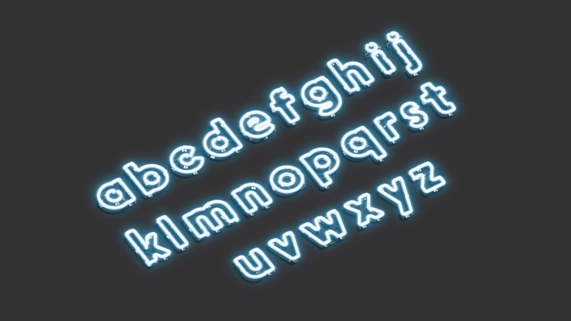 Blue Neon Lowercase Letters - Illuminated Led Lower Case Font 3D ...