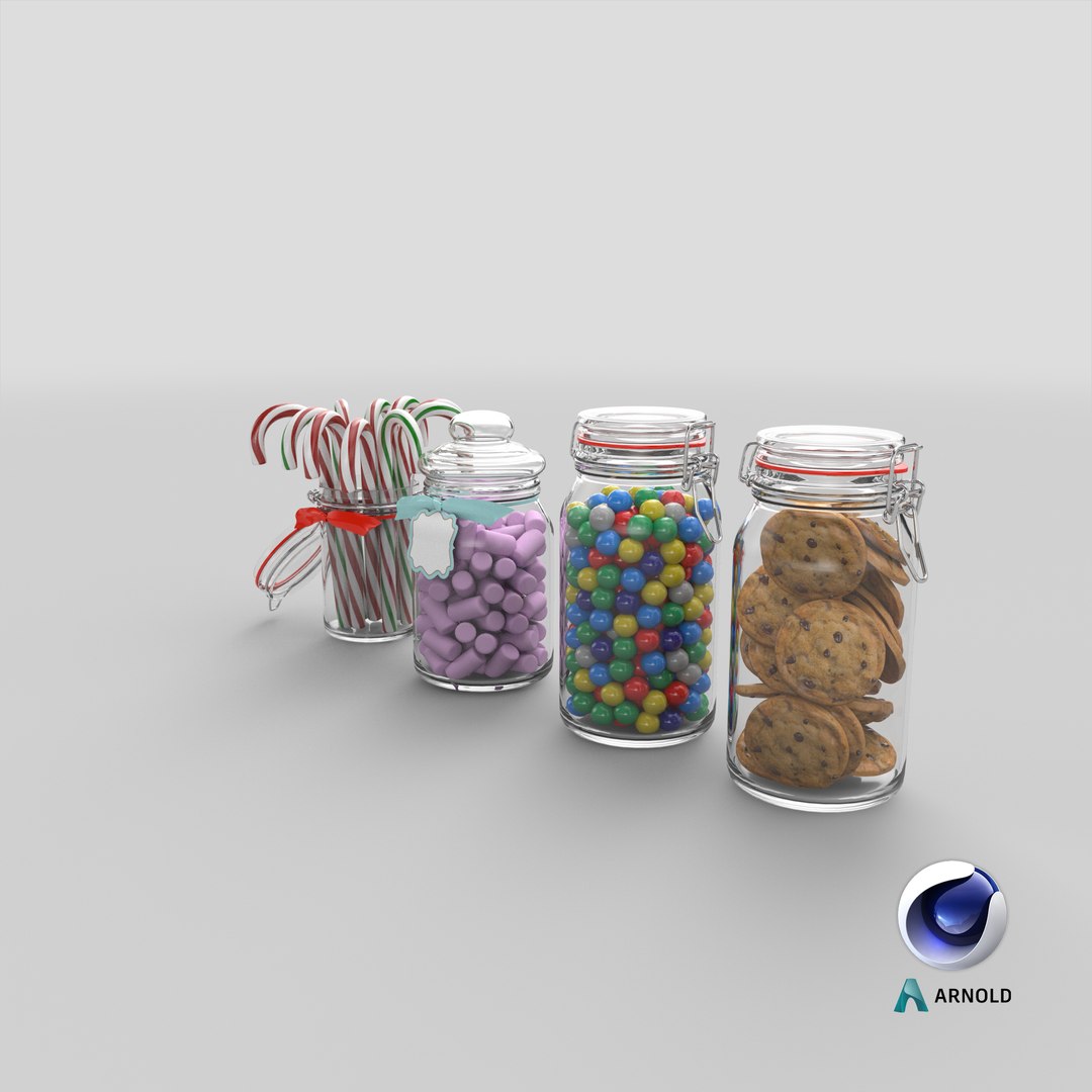 3D Four Candy jars model - TurboSquid 1855449
