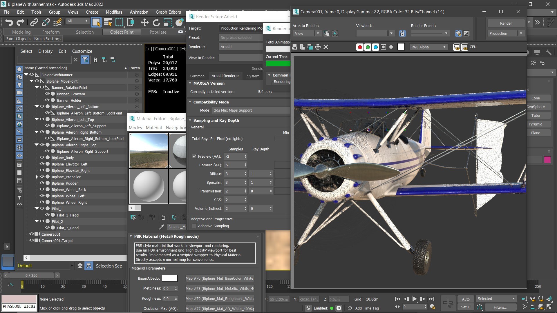 White Airplane With Banner - Animated Game Asset 3D Model - TurboSquid ...