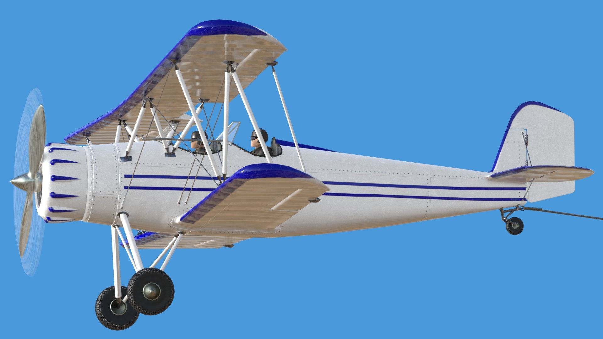 White Airplane With Banner - Animated Game Asset 3D Model - TurboSquid ...