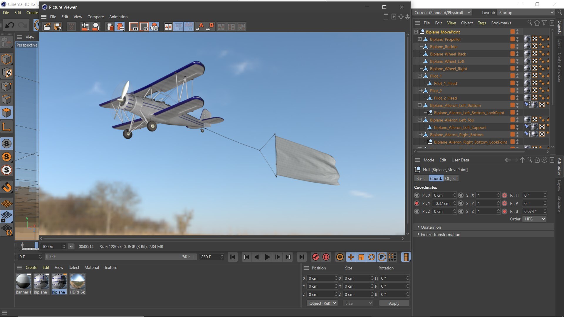White Airplane With Banner - Animated Game Asset 3D Model - TurboSquid ...