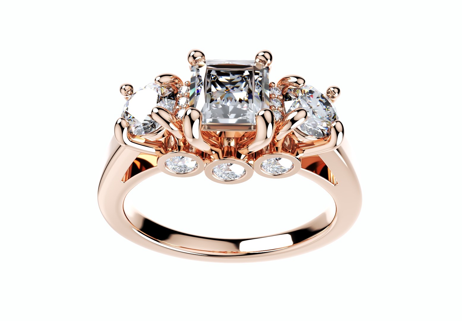 Princess Trilogy Ring Taper Shank-TPSRD-TP 3D Print Model 3D ...