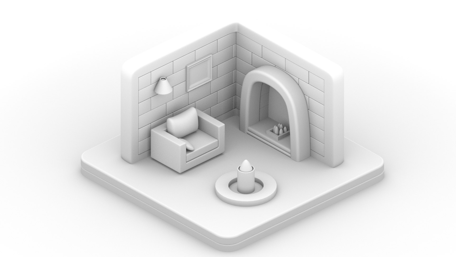 ISOMETRIC FIREPLACE ROOM 3D Model - TurboSquid 2314233