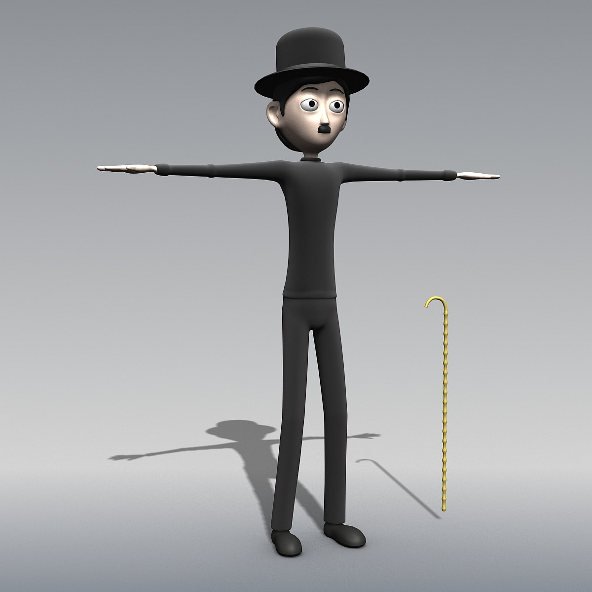 cartoon character charlie chaplin 3d model