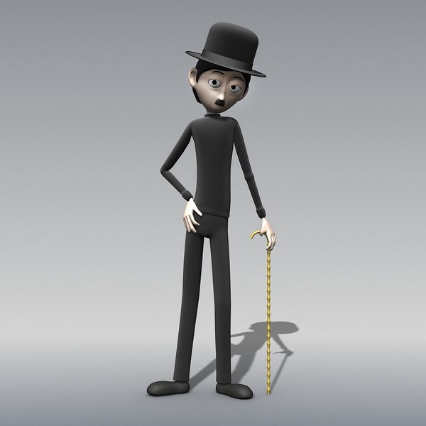 cartoon character charlie chaplin 3d model