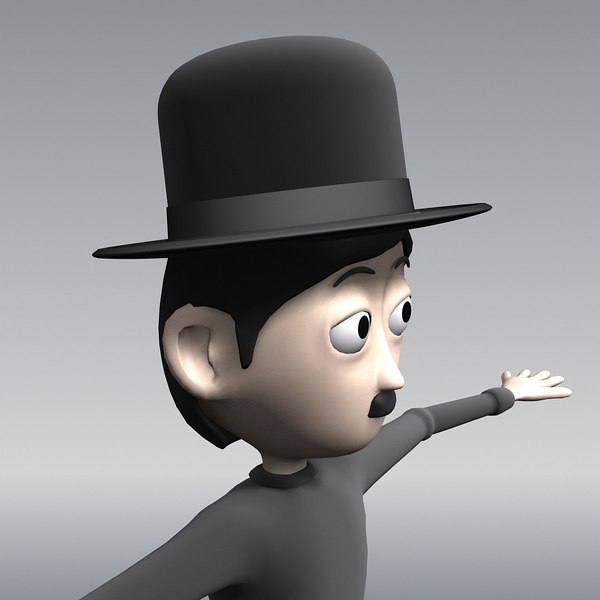 cartoon character charlie chaplin 3d model