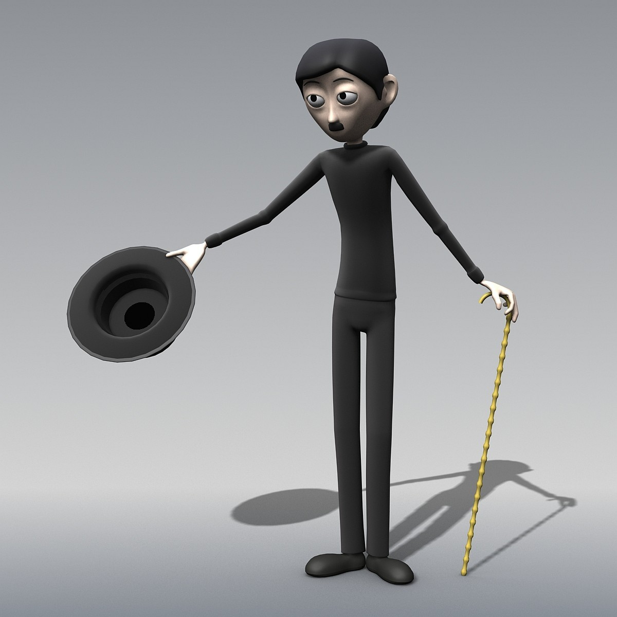 cartoon character charlie chaplin 3d model