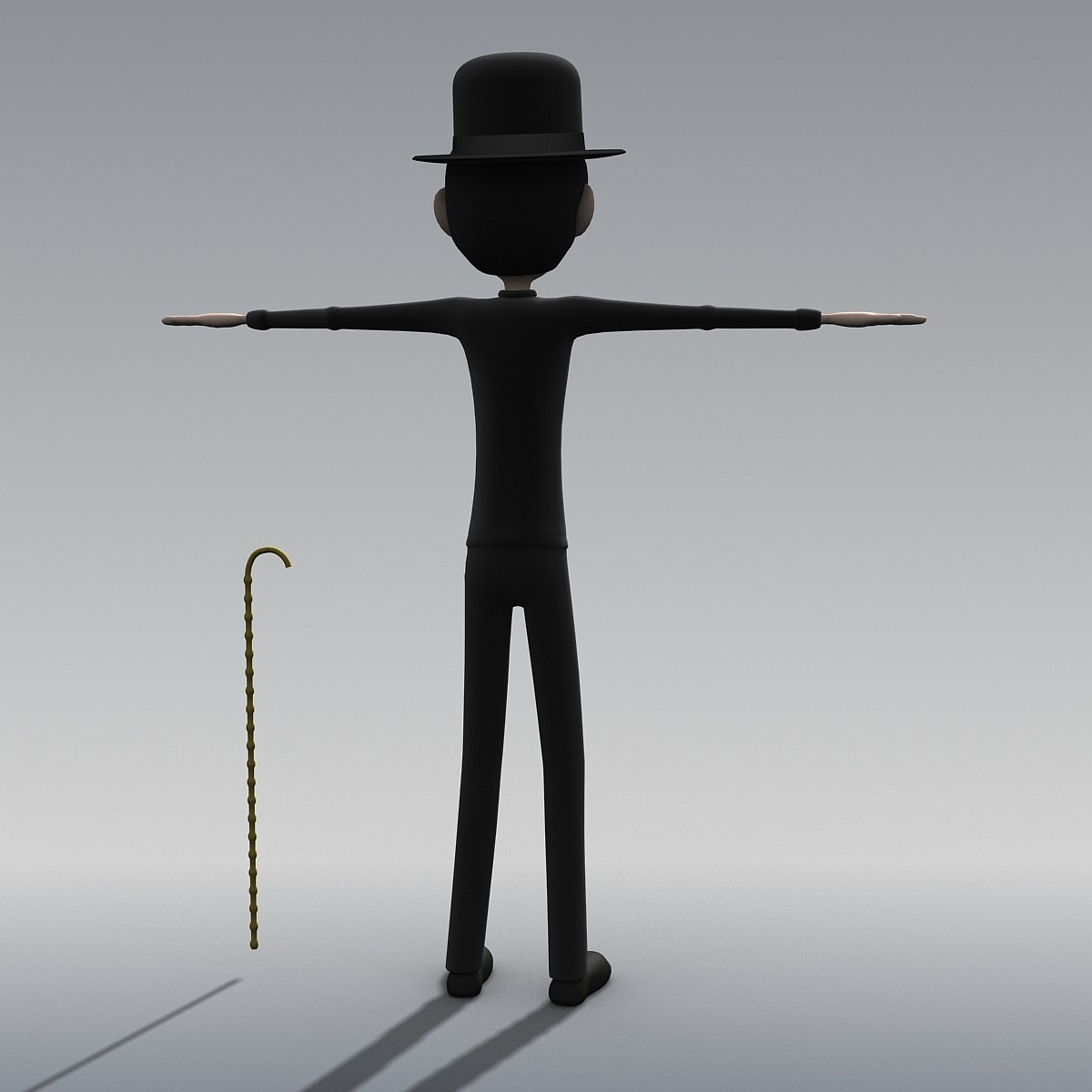 cartoon character charlie chaplin 3d model