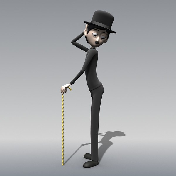 cartoon character charlie chaplin 3d model