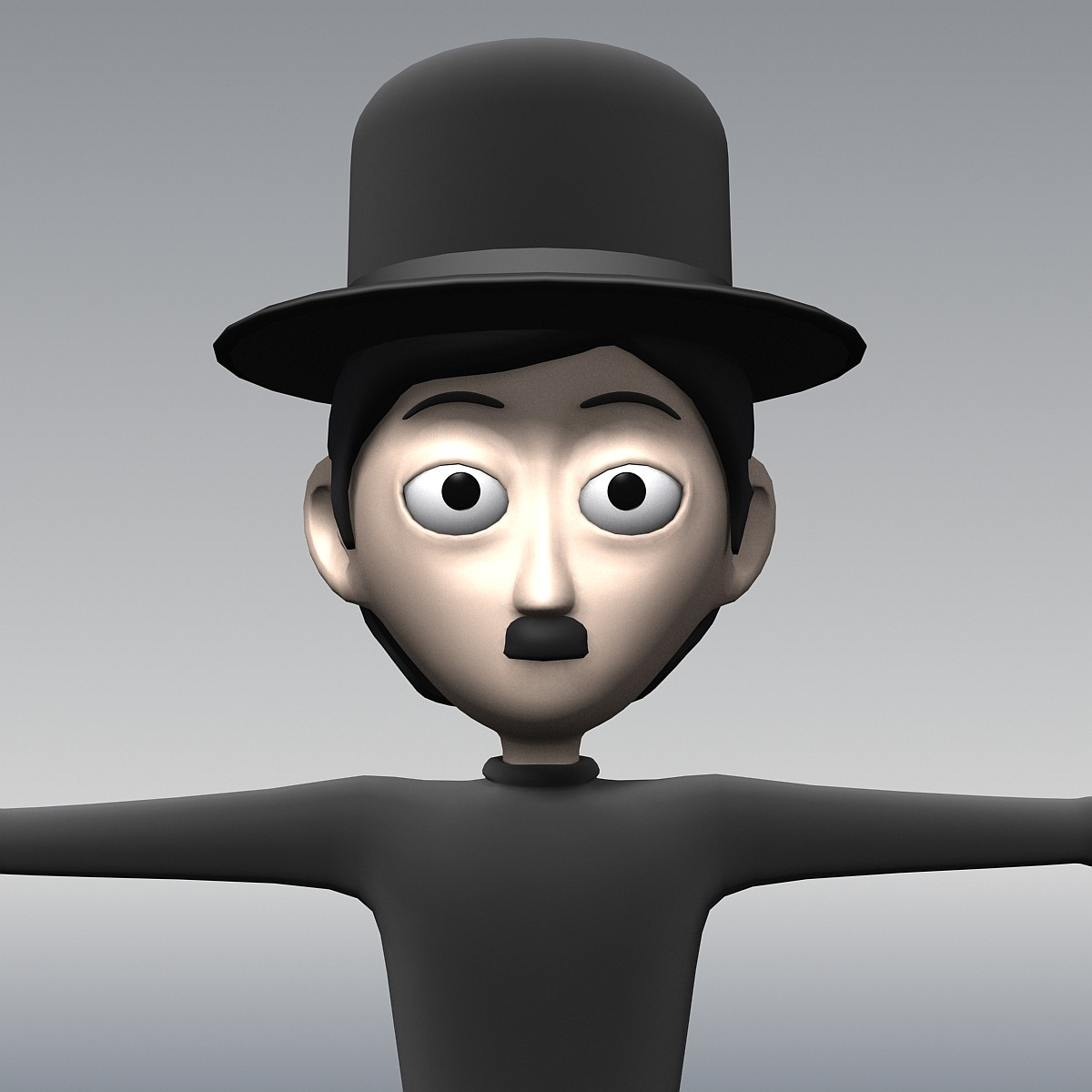 cartoon character charlie chaplin 3d model