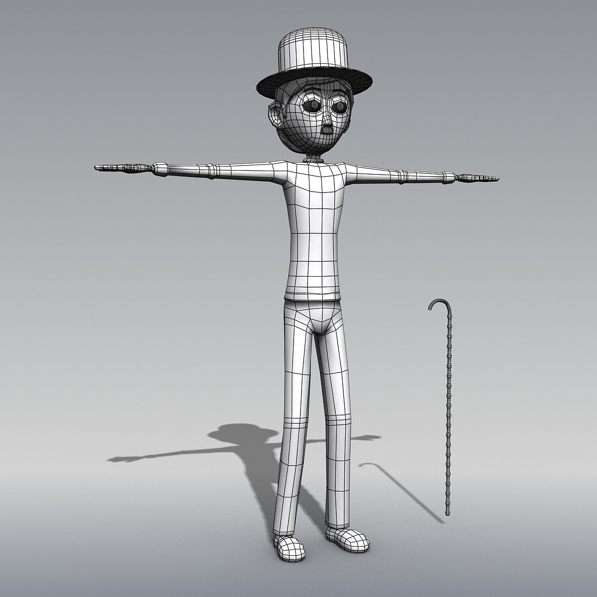 cartoon character charlie chaplin 3d model