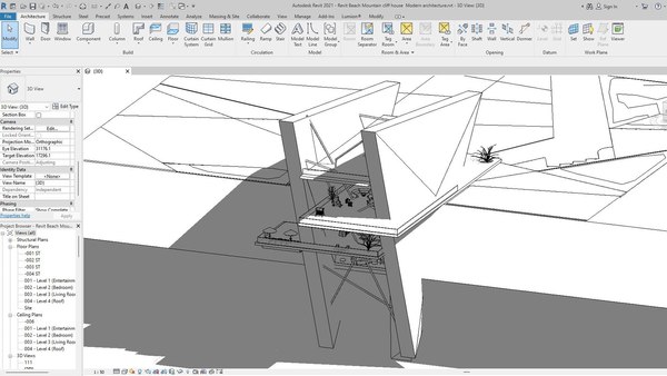 Revit 해변의 모던 산 절벽 주택 Lumion Revit 3D 모델 - TurboSquid 2323148