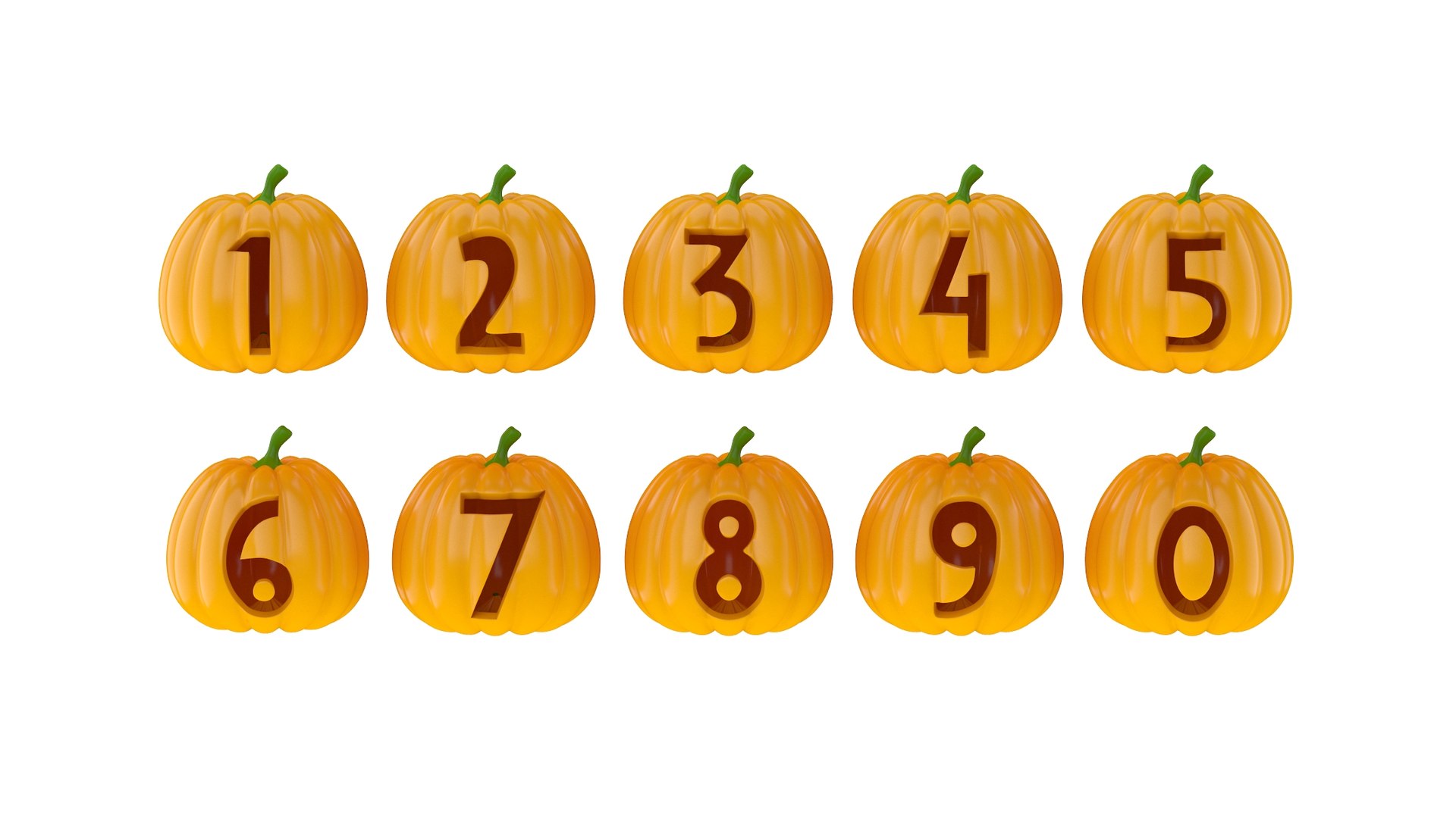 3D model halloween pumpkin number - TurboSquid 1626900