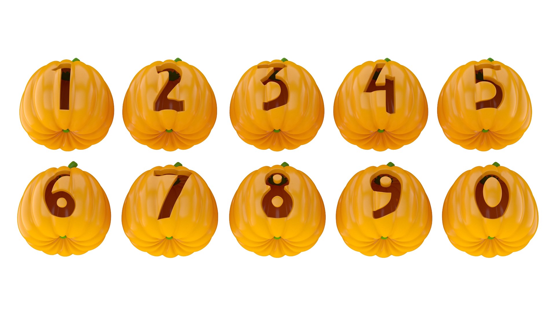 3D model halloween pumpkin number - TurboSquid 1626900