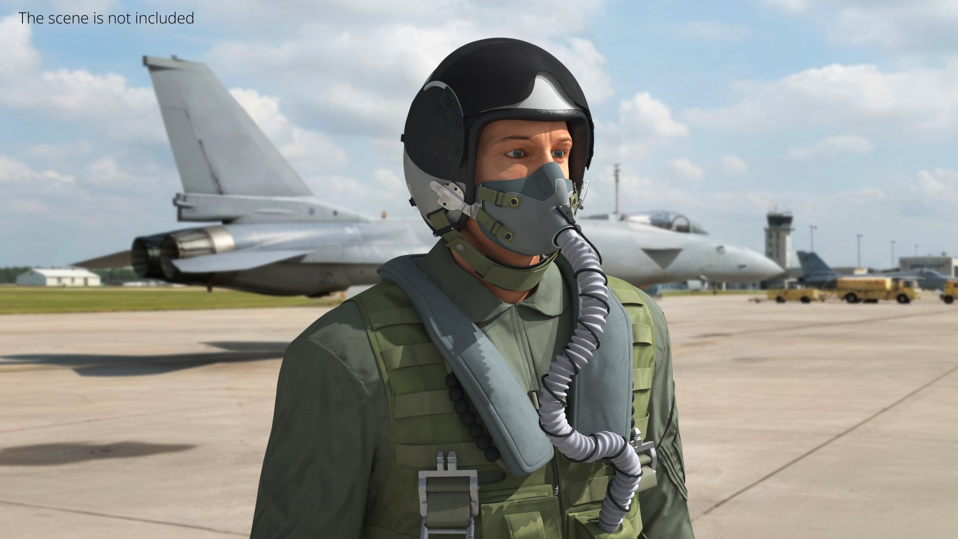 3D Model Aircrew Flight Uniform In Standing Pose Green - TurboSquid 2498410