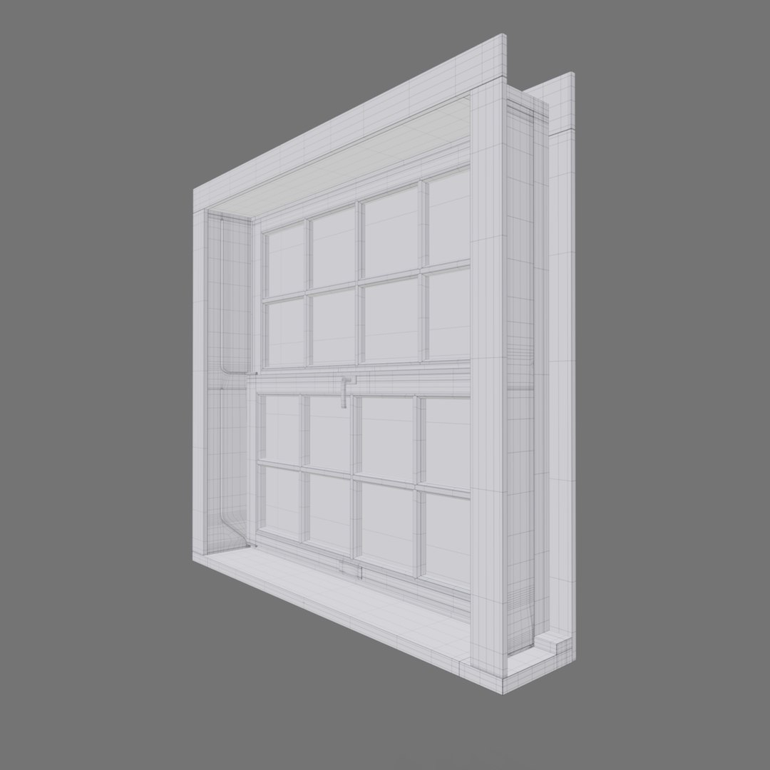 3D window english style single hung slider wood 140x140cm - TurboSquid ...