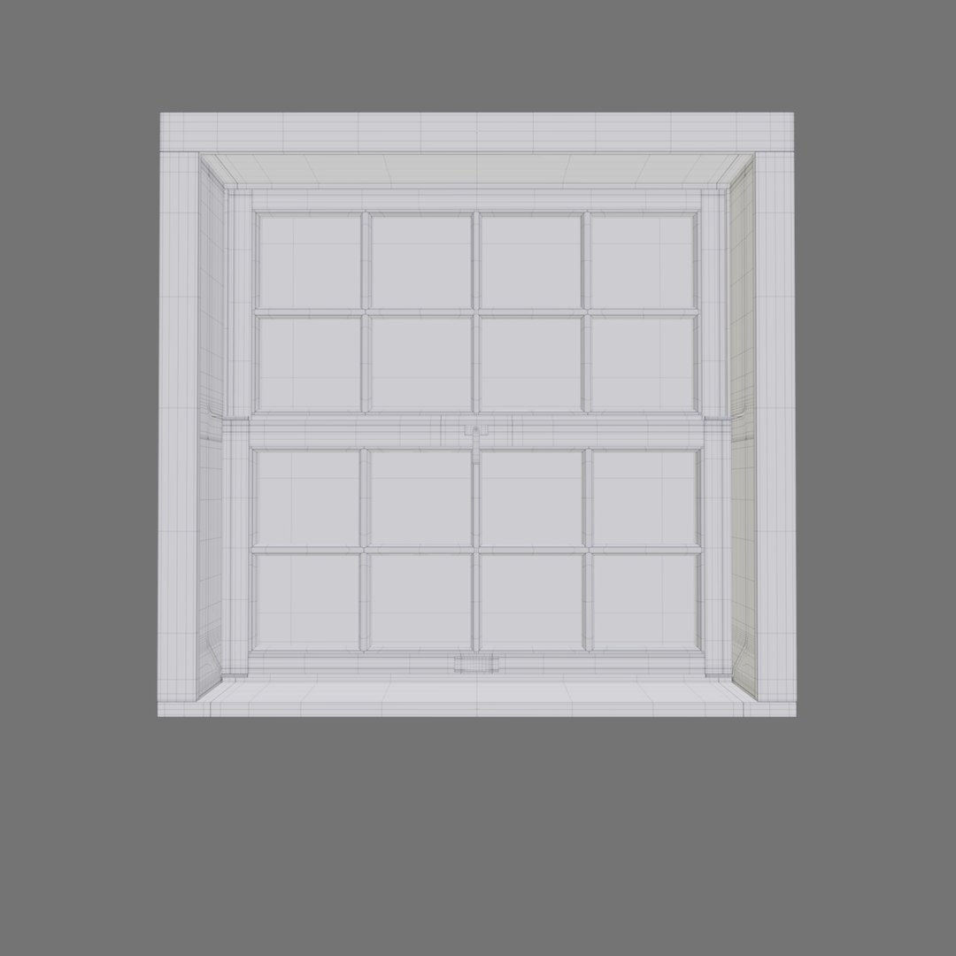 3D window english style single hung slider wood 140x140cm - TurboSquid ...