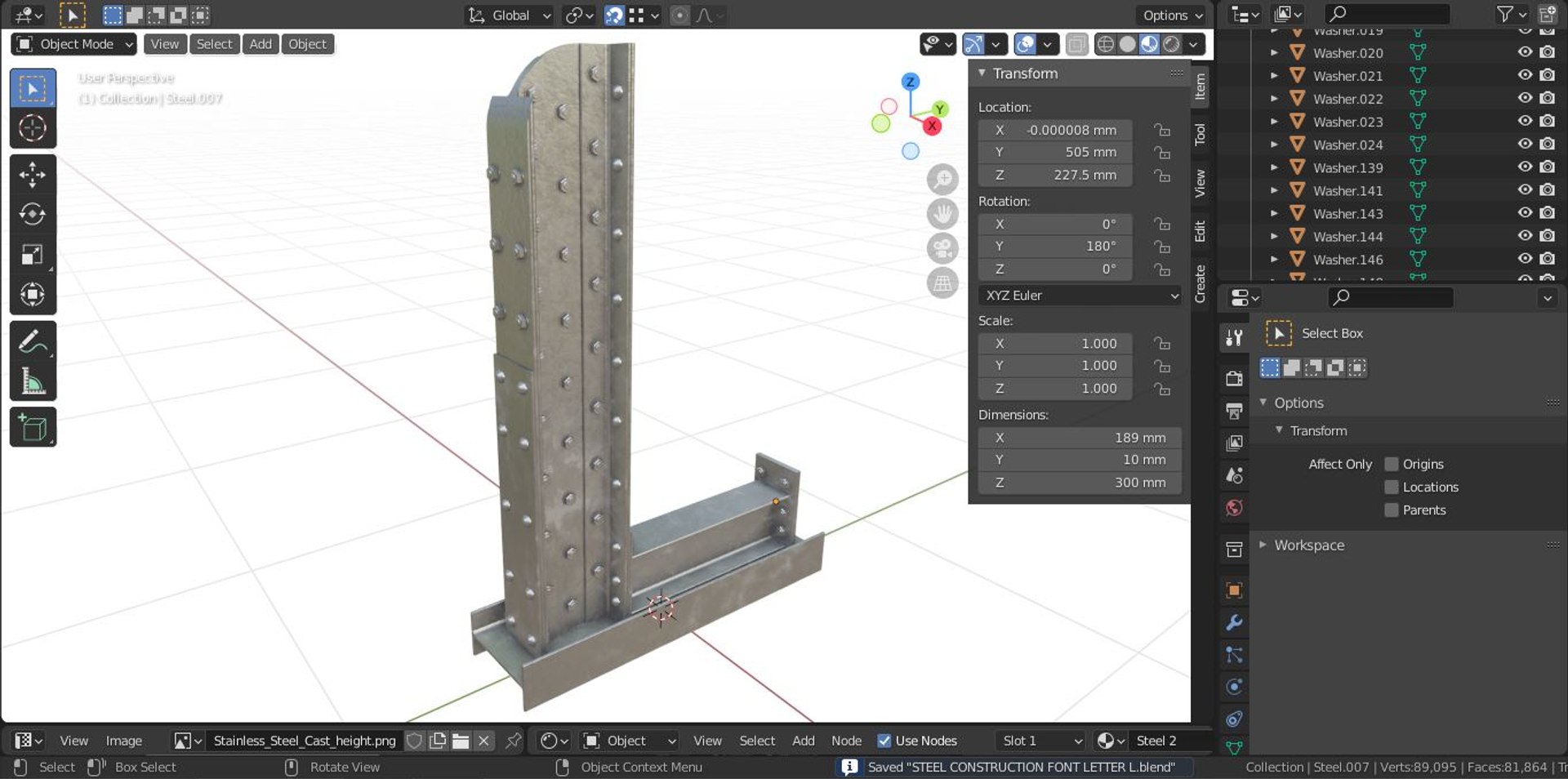 Steel Construction Font - Letter L 3D Model - TurboSquid 1894716