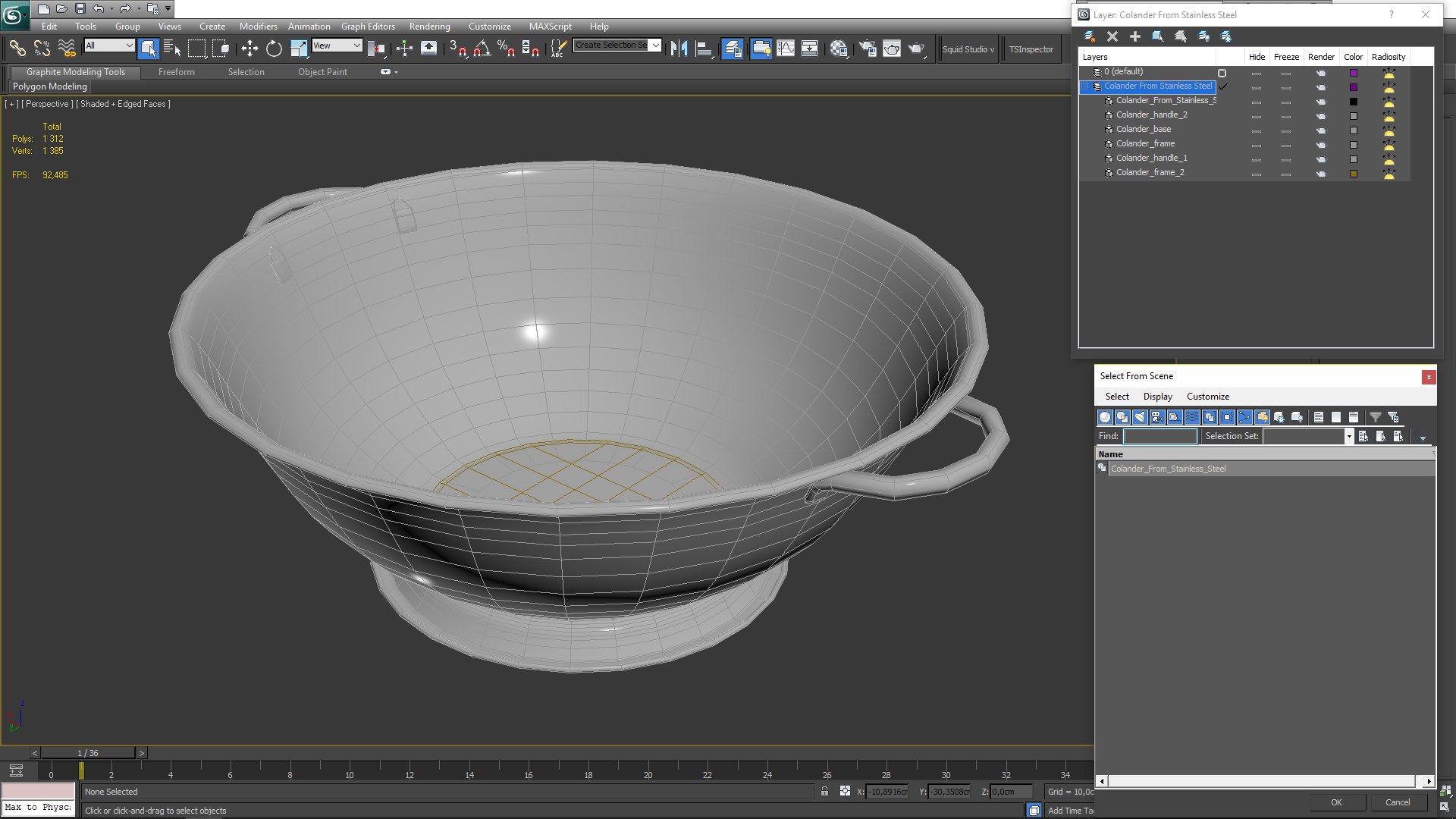 3D Colander Stainless Steel Model - TurboSquid 1279356
