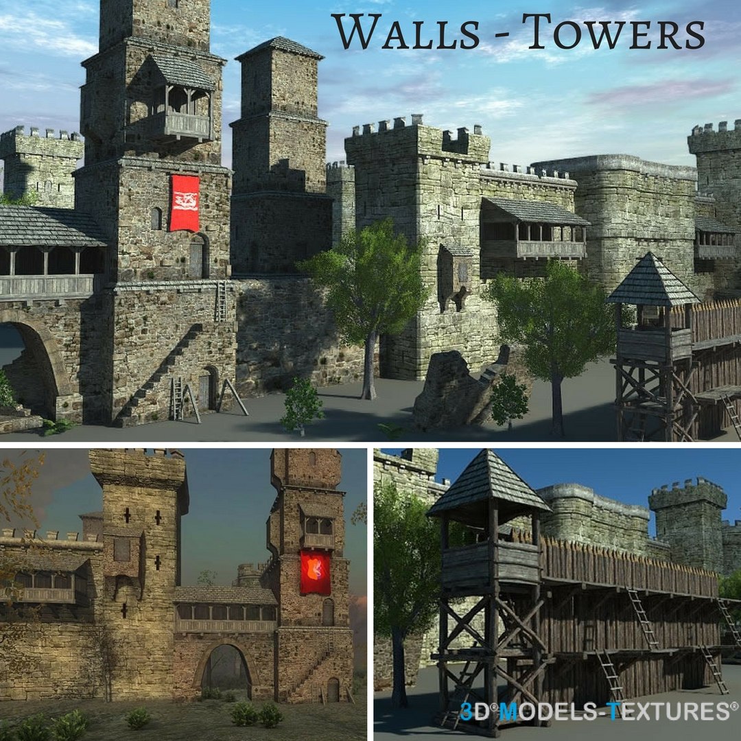 Walls Towers 3D - TurboSquid 1209112