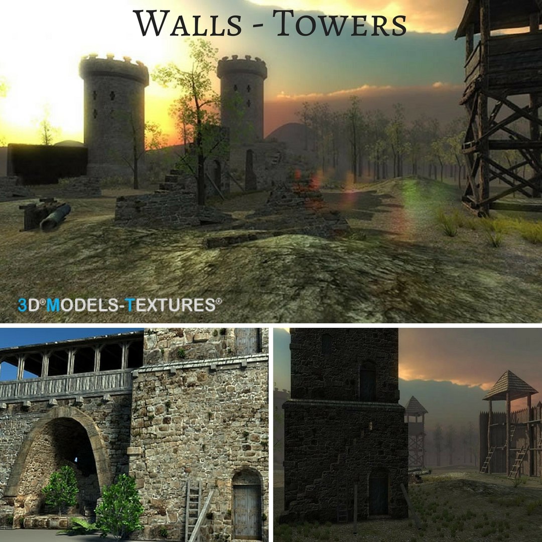 Walls Towers 3D - TurboSquid 1209112