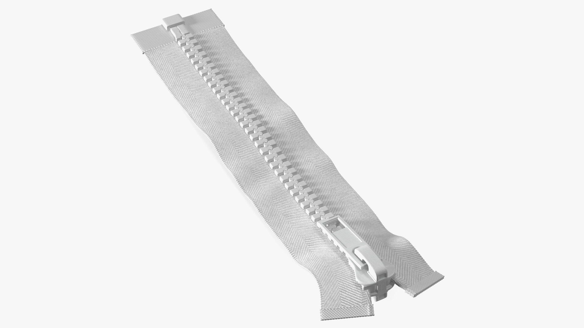 3D Two Sided Plastic Zipper Closed White - TurboSquid 1796025