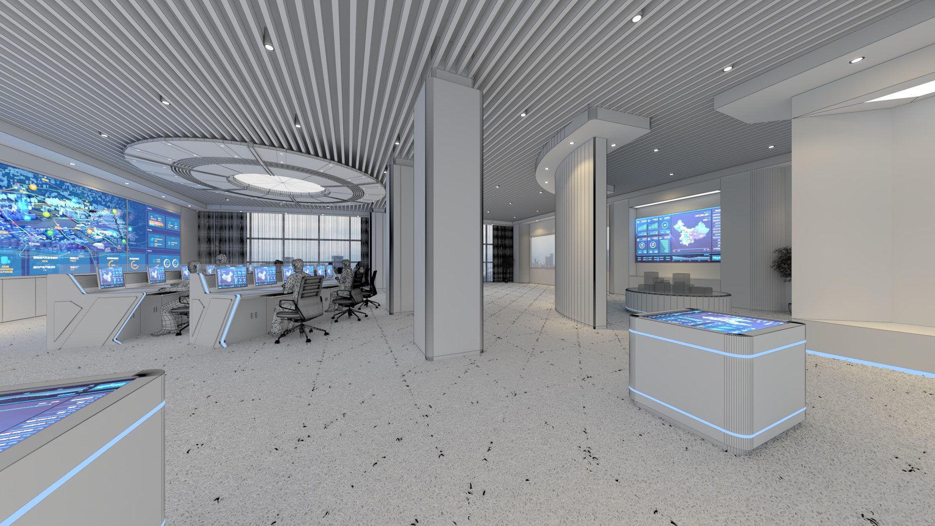 3D Command Room Monitoring Center - TurboSquid 2110007