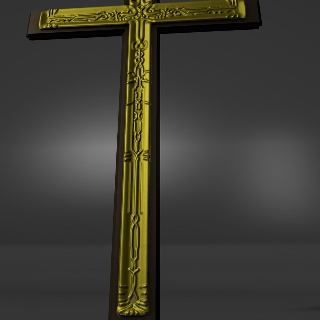 3d Gold Cross Model