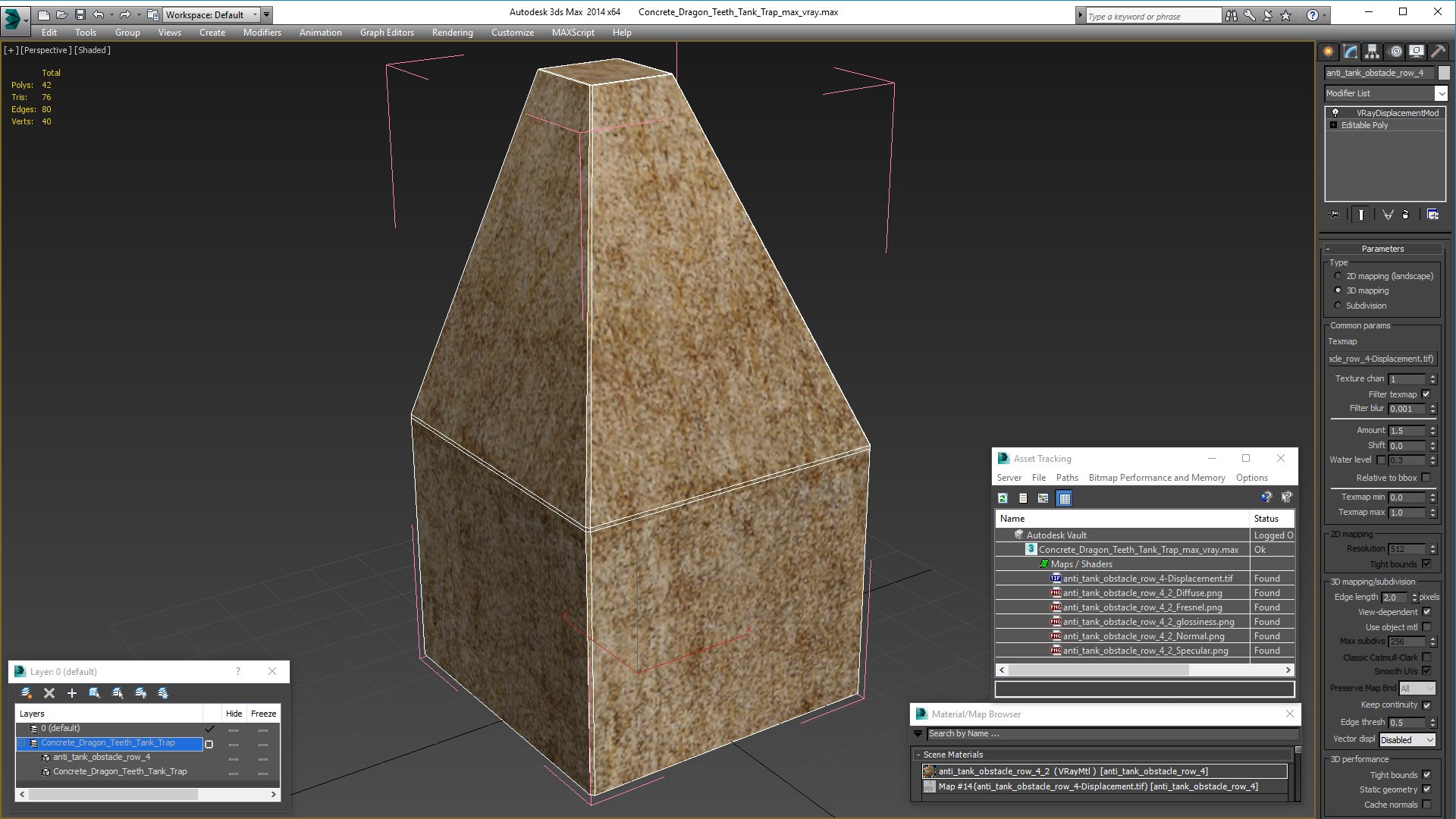 Concrete Dragon Teeth Tank Model - TurboSquid 1606881