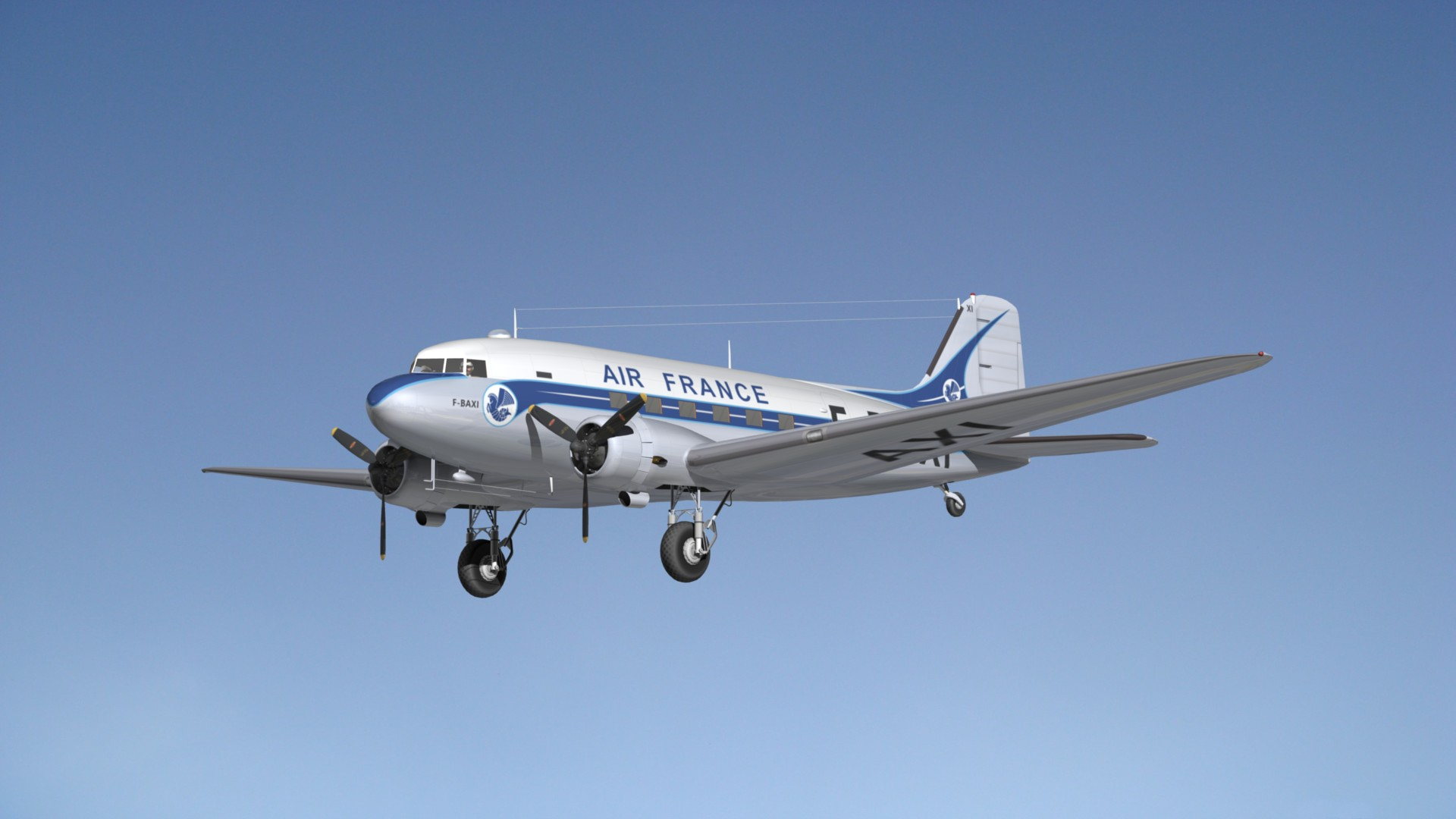 3D DC3 Air France Vintage Model - TurboSquid 1727863
