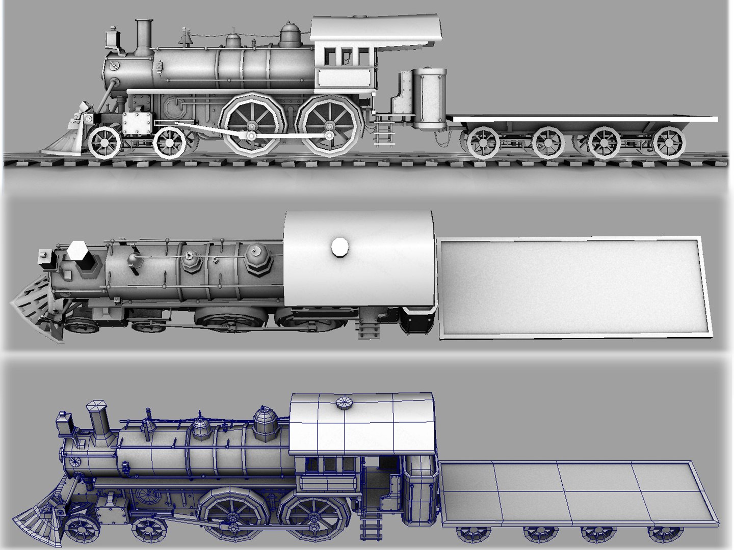 Steam Engine Train 3d Obj