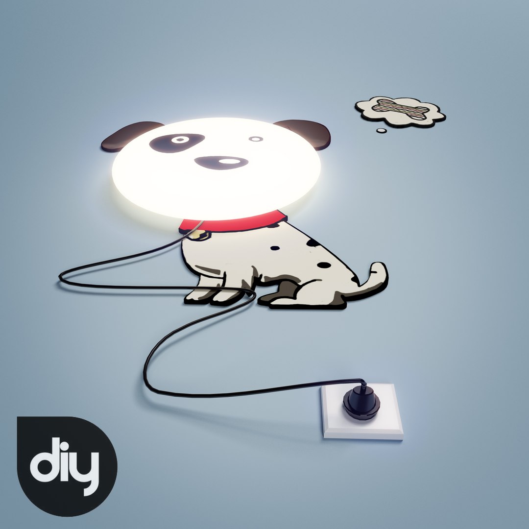3d diy spotted dog light lamp model