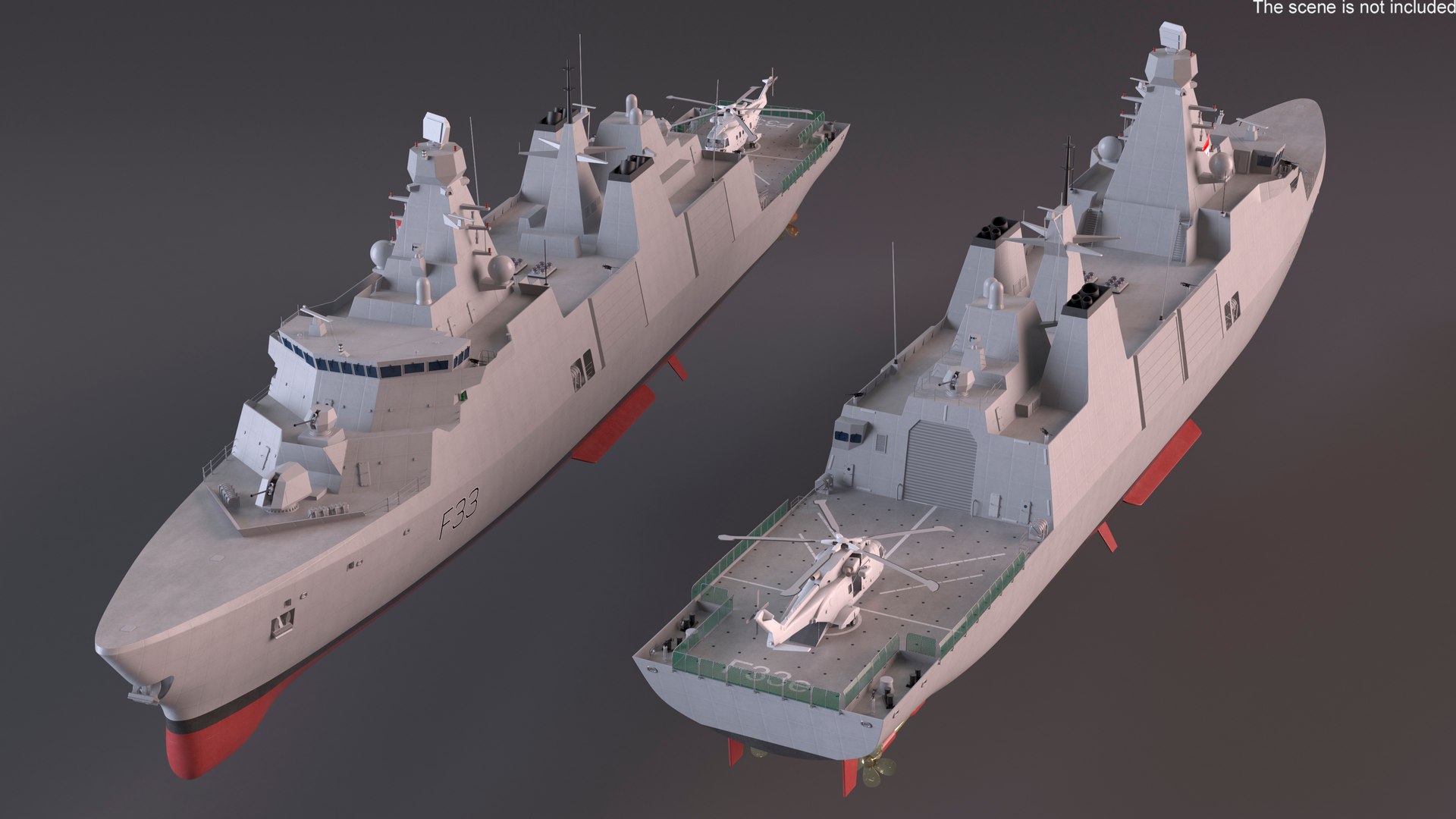 3D Naval Frigate With Transport Helicopter - TurboSquid 2315036