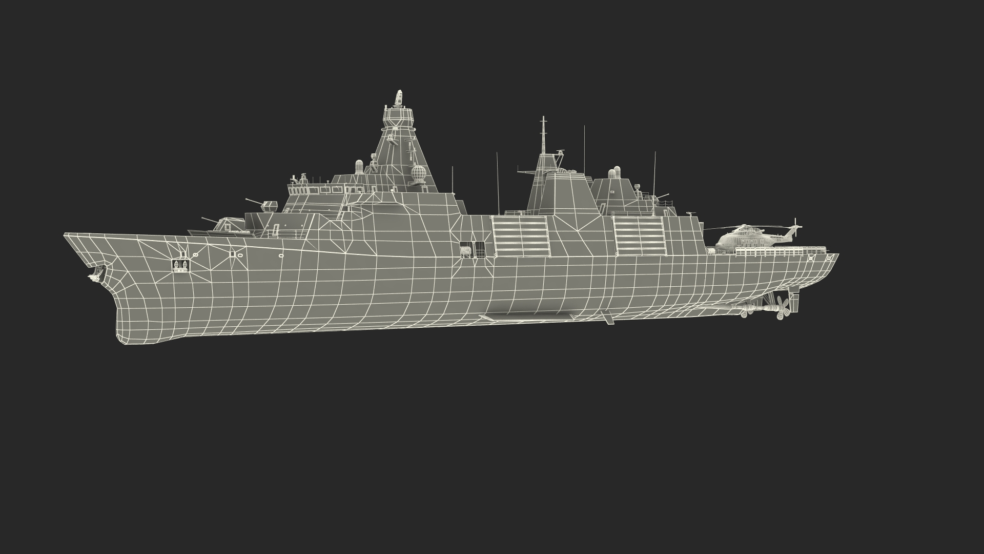 3D Naval Frigate With Transport Helicopter - TurboSquid 2315036