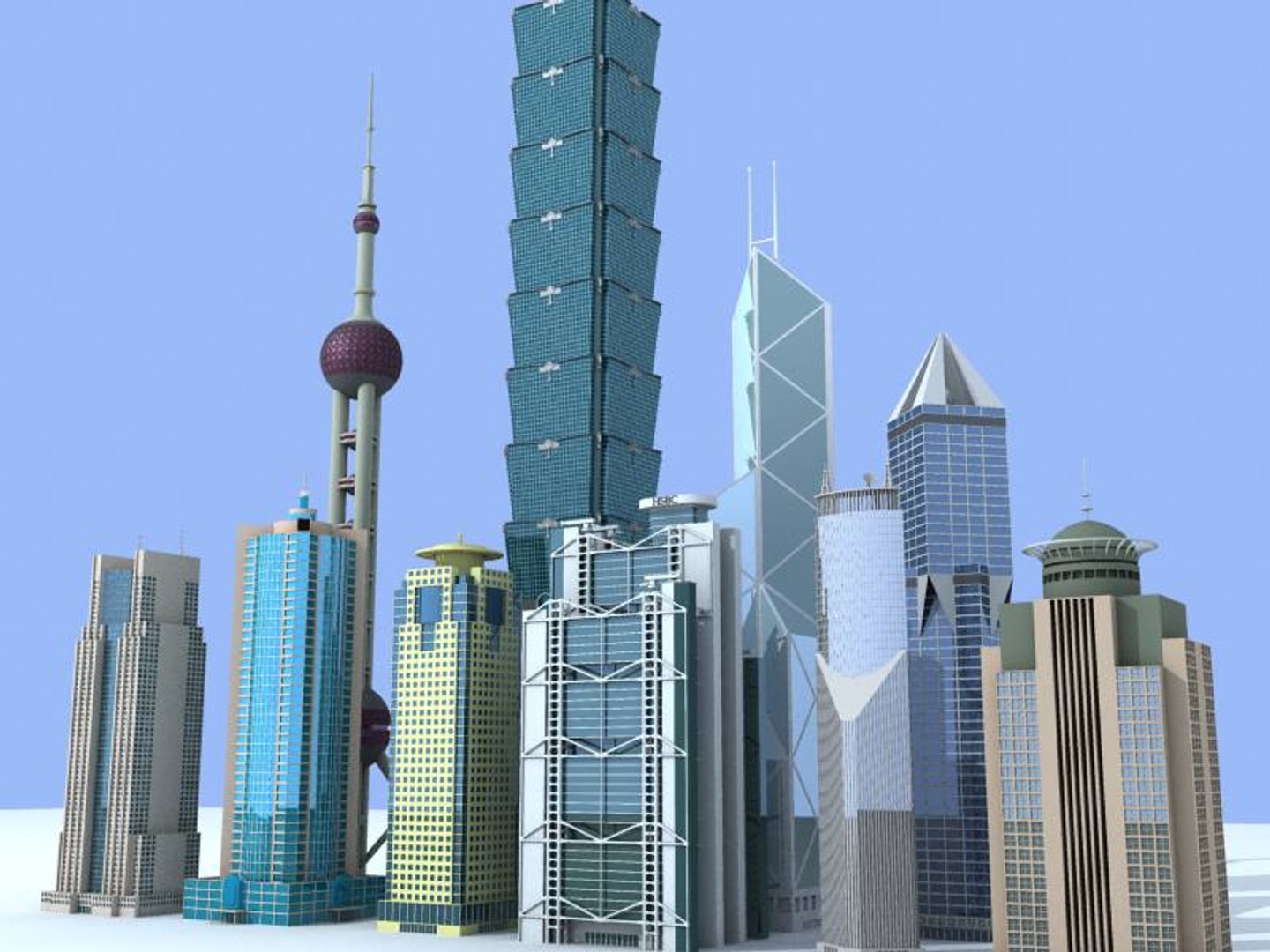 3ds Max China Skyscrapers Tower