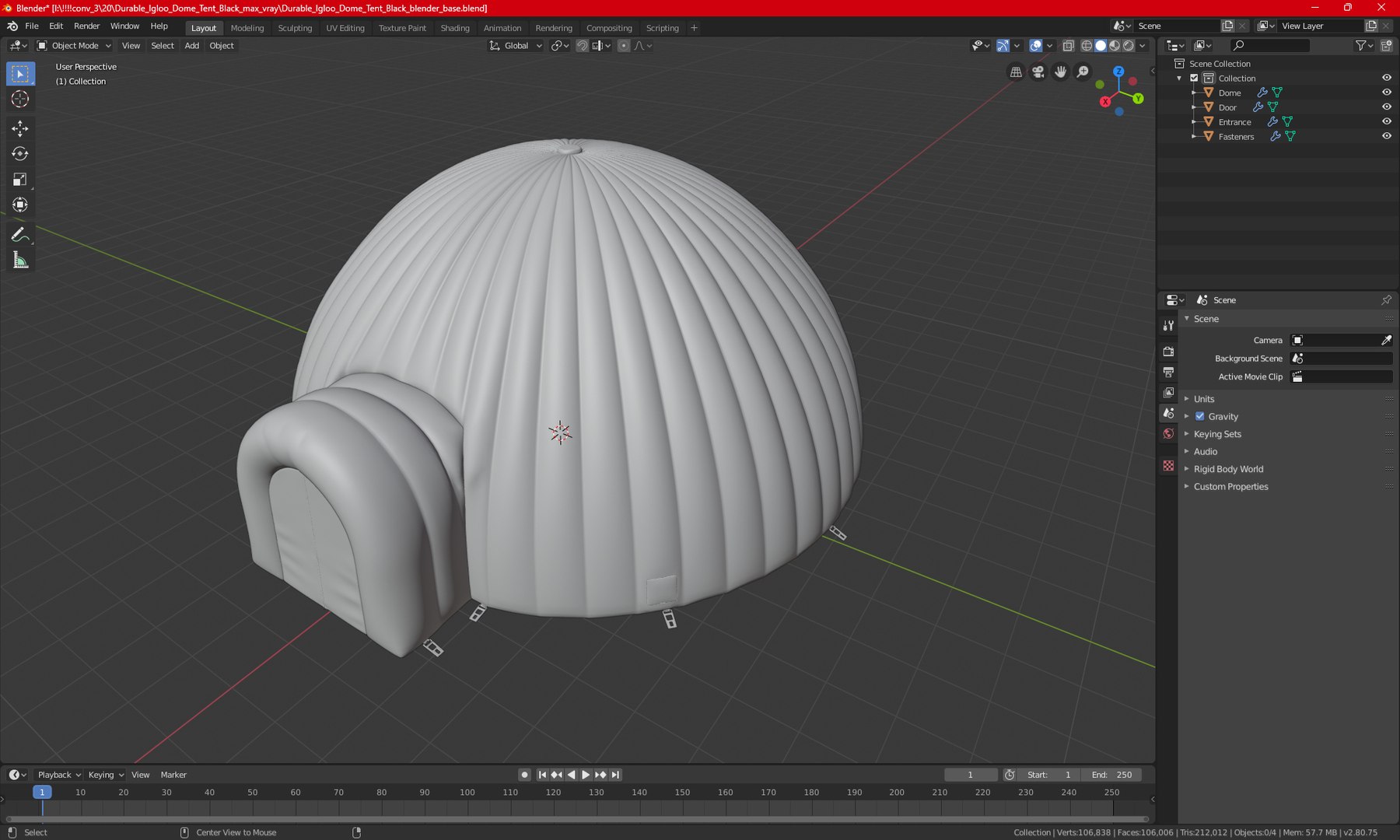 3D Inflatable Dome Tent Grey - TurboSquid 2212752