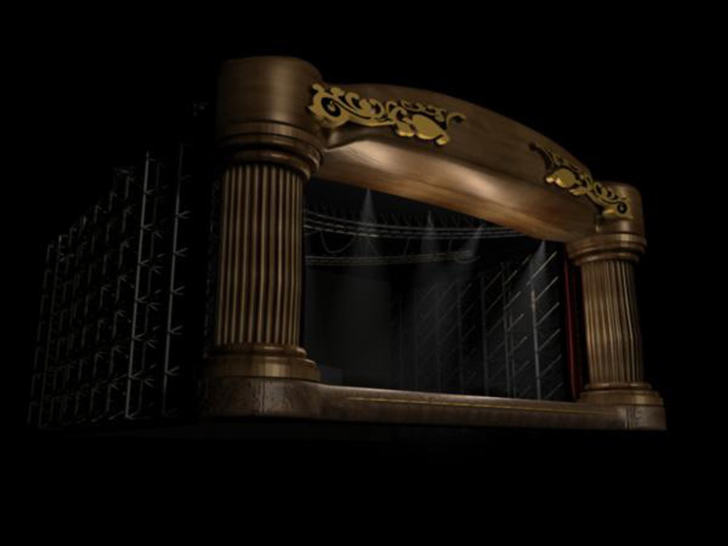 3d Model Puppet Theater Curtains