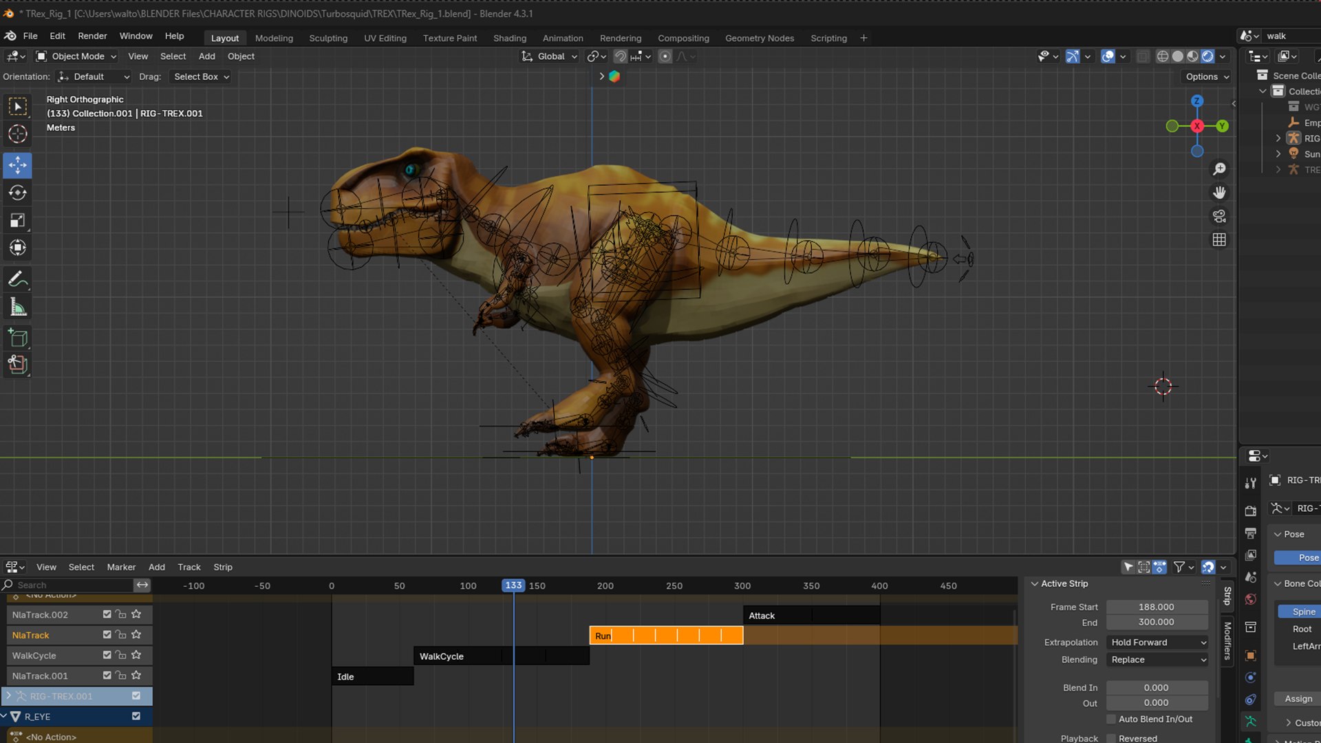 Tyrannosaurus Rex Dinosaur Rig Blender 3D Model - TurboSquid 2341562