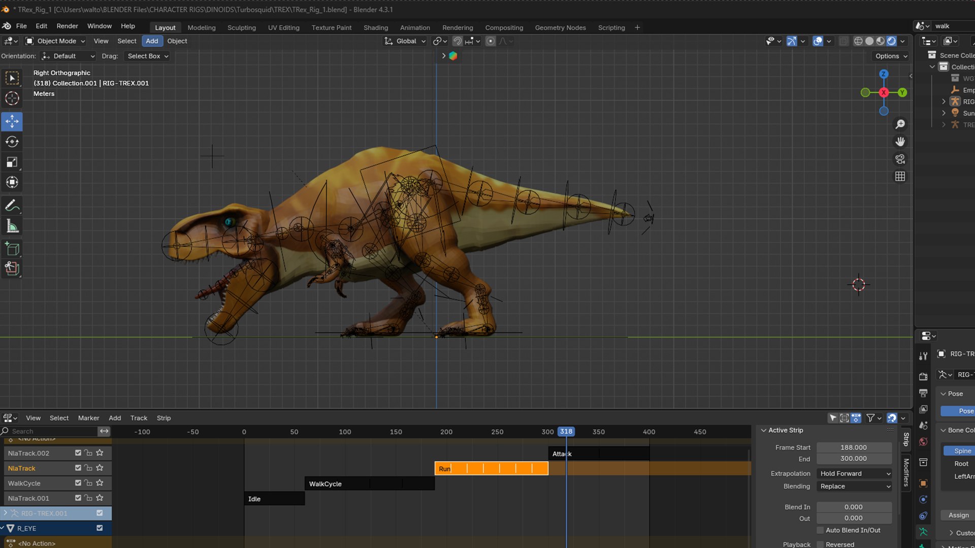 Tyrannosaurus Rex Dinosaur Rig Blender 3D Model - TurboSquid 2341562
