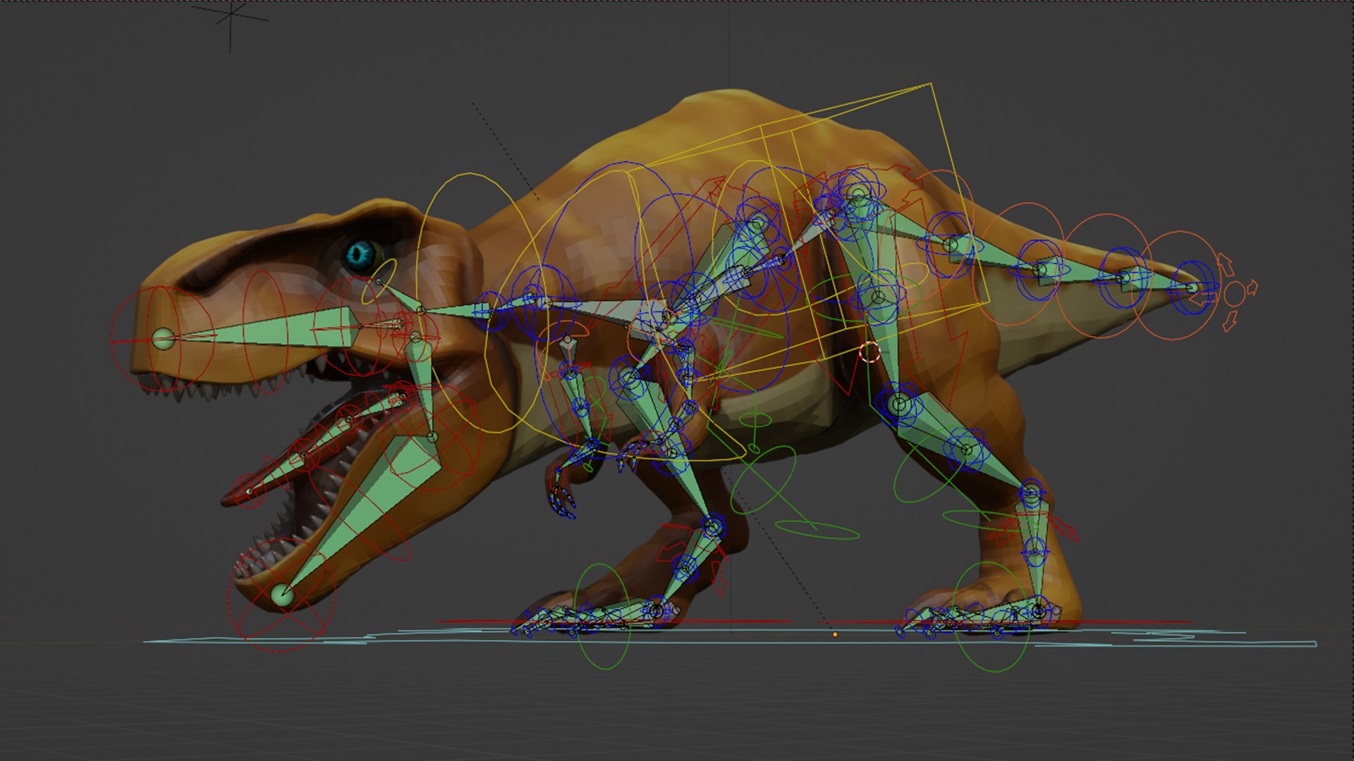 Tyrannosaurus Rex Dinosaur Rig Blender 3D Model - TurboSquid 2341562