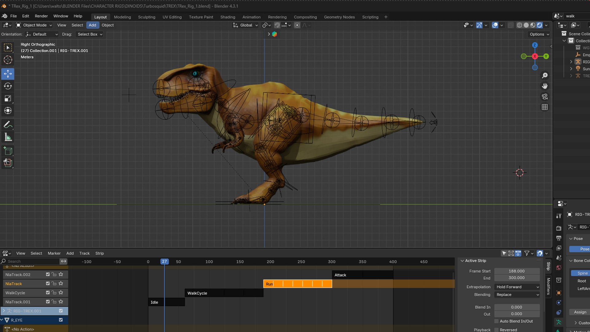 Tyrannosaurus Rex Dinosaur Rig Blender 3D Model - TurboSquid 2341562
