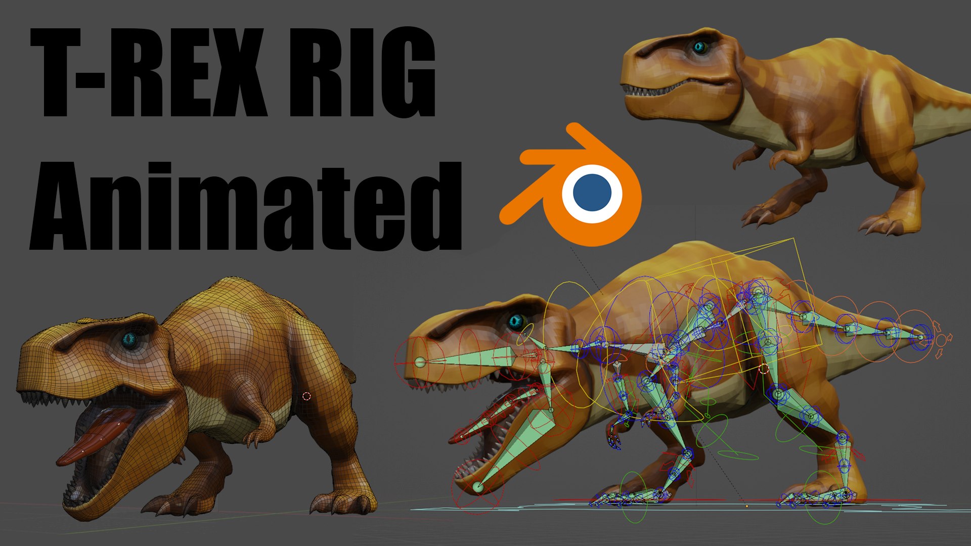 Tyrannosaurus Rex Dinosaur Rig Blender 3D Model - TurboSquid 2341562