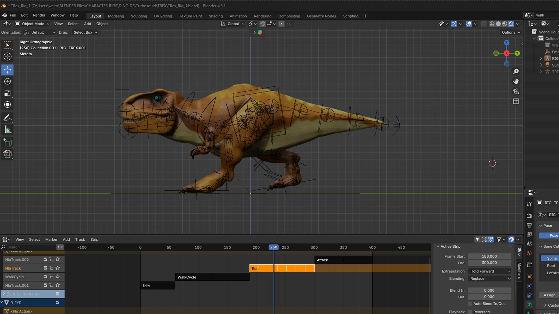 Tyrannosaurus Rex Dinosaur Rig Blender 3D Model - TurboSquid 2341562