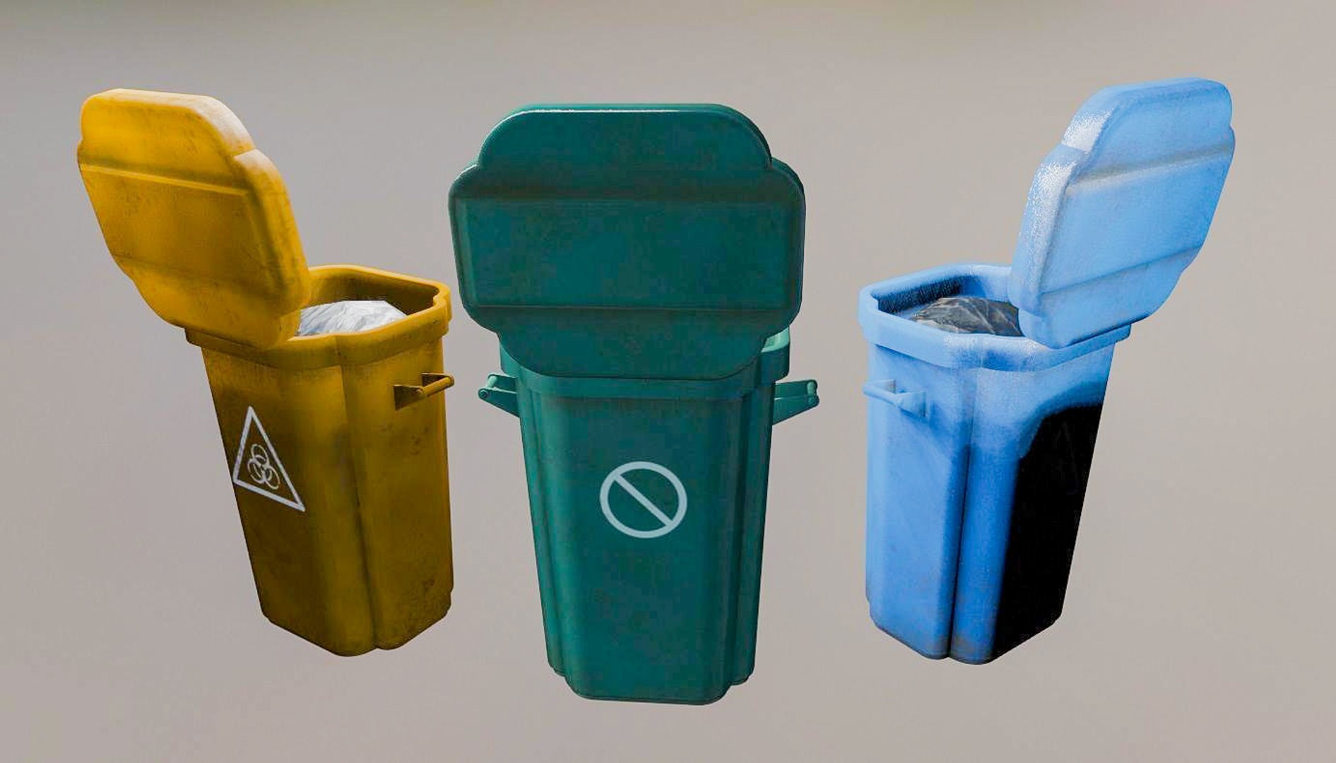 3D Trash Bin Set - TurboSquid 1771099